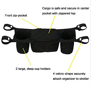 Ucity Stroller Safe Console Tray Cup Holder Buggy Pocket Organizer for Stroller, Wheelchair, Rollator, Walker