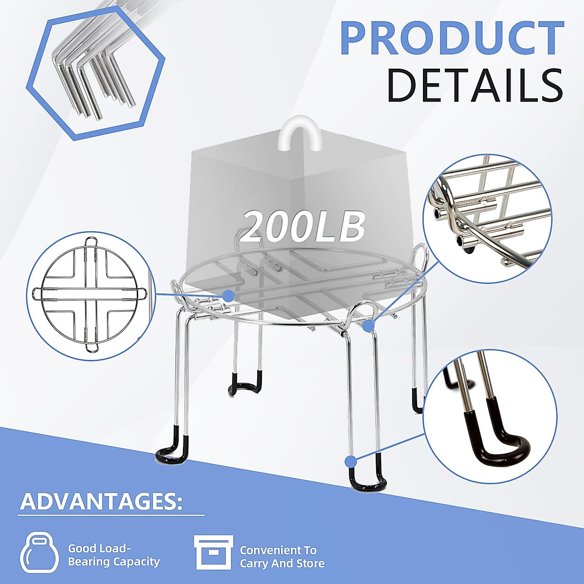 Water Filter Stand 6" Tall by 9" Wide Compatible with Berkey Big, Royal and Travel System, Countertop Stainless Steel Stand for Most Medium Gravity Fed Water Coolers