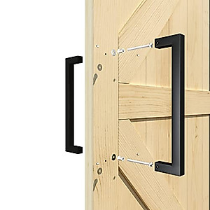 JUBEST 12" Matte Black Push Pull Bar Handle,Sliding Barn Door Handle,Heavy Duty Double Sided Door Handle for Wood Door, Garage, Industrial Grab Bar