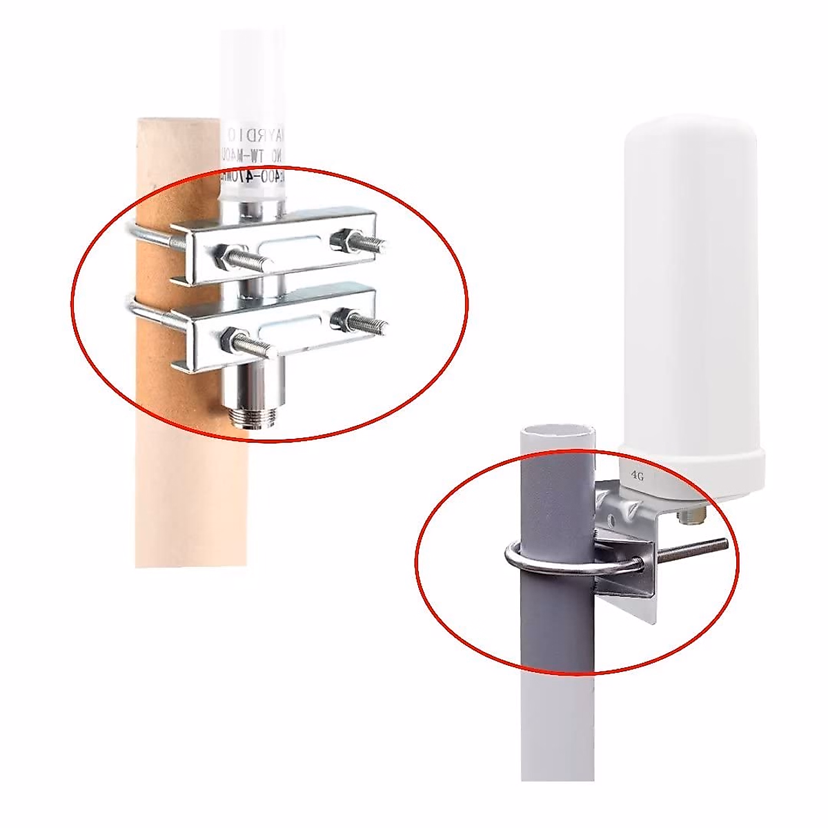 Chaowei 2 pcs Outdoor WiFi Antenna Mounting Bracket with U-Bolt - Magnetic Stainless Steel Hardware for 4G LTE, Ham Radio, and TV Antennas