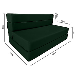 D&D Futon Furniture Portable Folding Bed Mattress, Studio Guest Beds, RV Mattresses, High Density Foam (Hunter Green, 6 x 48 x 80)