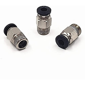 Witbot PC4-M10 Male Straight Pneumatic PTFE Tube Push In Quick Fitting Connector for E3D-V6 Long-Distance Bowden Extruder 3D Printer (Pack of 10pcs)