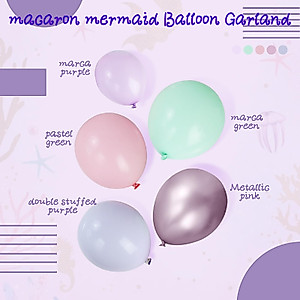 GDSTARS Mermaid Balloon Garland Arch Kit Pastel Pink Purple Balloon, Double Balloon for Girl Birthday Party Bridal Shower Bachelorette Engagement Party Decorations