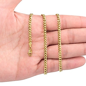 Nuragold 10k Yellow Gold 4mm Miami Cuban Link Chain Pendant Necklace, Mens Womens Jewelry 16" 18" 20" 22" 24" 26" 28" 30"