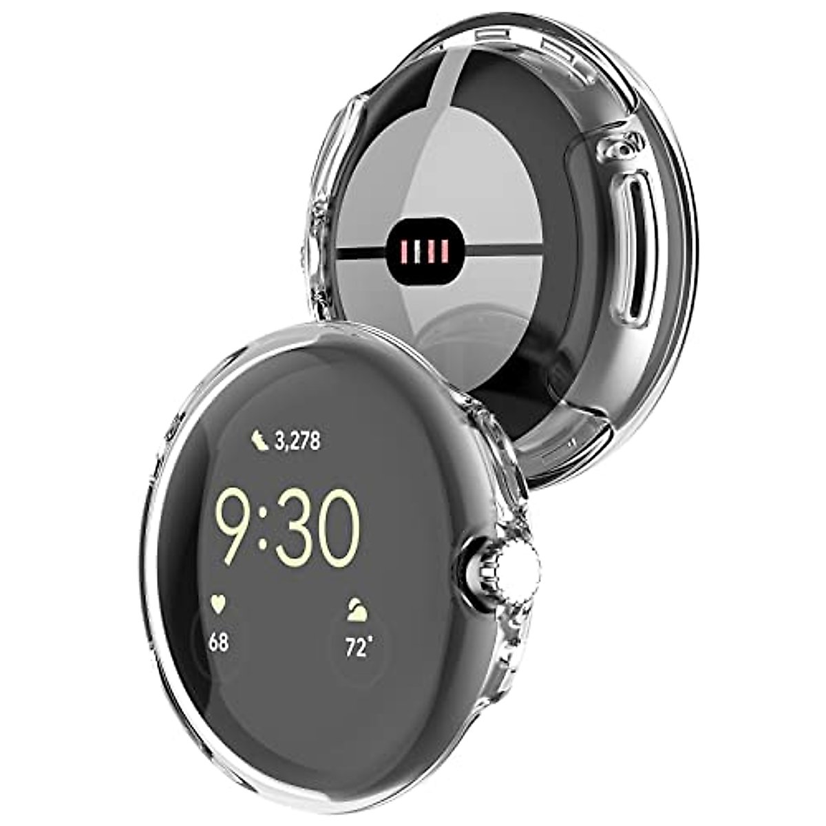 (3 Pack) NTidea Compatible with Google Pixel Watch Screen Protector Case, Soft Color TPU Shockproof Cover Slim Guard Bumper Shell for Pixel Watch, Clear