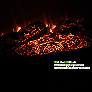 Geniqua 26" Wall Mounted Electric Fireplace Heater Adjustable 700w/1400w Log LED Flame Indoor Home Living Room Office Furniture