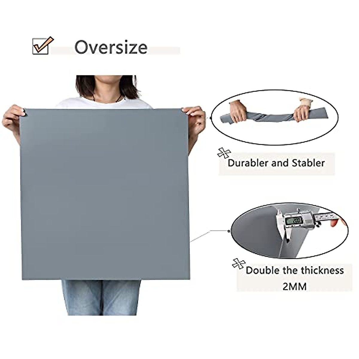 Multipurpose Silicone Mats for Kitchen Counter, Countertop Protector, Heat Resistant Mat for Air Fryer to Site on, 23.6"x23.6"x0.08" Dark Grey