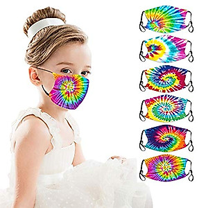 Micyon 6Pcs Girls Cute Dyed Face Bandanas Kids Face Costume Accessories for Outdoor Camping Running School Wear