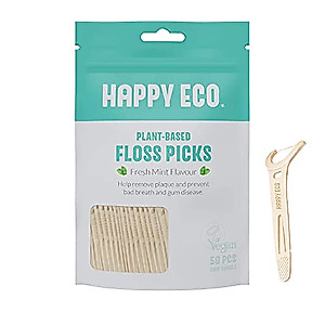 Natural Dental Floss Picks (200) - Vegan, Sustainable, Reusable Floss Sticks for Adults and Kids with Dental Pick - Plaque Remover for Teeth Cleaning - Tooth Picks Flossers - Eco Friendly Floss Picks