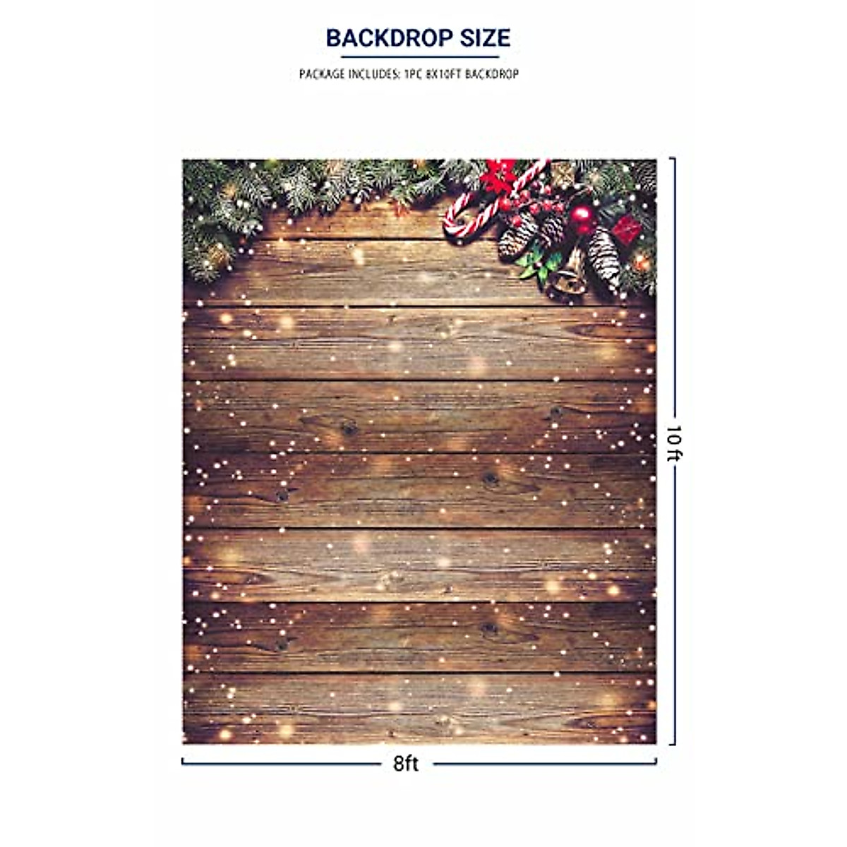 Allenjoy 8x10ft Snowflake Gold Glitter Christmas Wood Wall Photography Backdrop Xmas Rustic Barn Wooden Floor Background for Children Portrait Photo Studio Booth Photobooth Photographer Prop