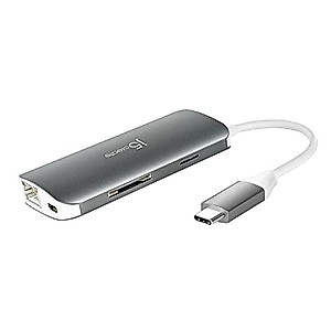 j5create USB-C 9-in-1 Multi Adapter Multi Adapter HDMI/Ethernet/USB 3.1, SD and MicroSD/PD 3.0 | 4K HDMI for MacBook | ChromeBook |USB-C Devices (JCD383)