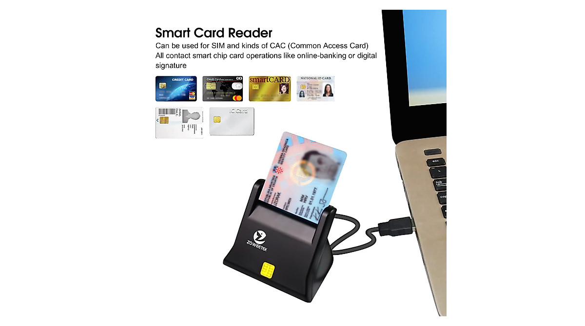 ZOWEETEK CAC Reader Military DOD - USB Smart Card Reader
