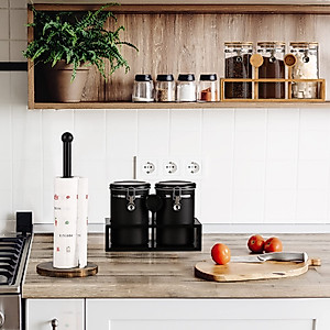 Yangbaga 304 Stainless Steel Coffee Containers with Shelf,2 x 66 FLOZ Coffee Bean Storage with Airtight Locking Clamp and Spoon, Large Capacity Food Storage Jar for Kitchen