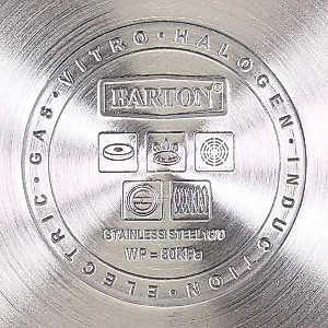 Barton Pressure Cooker Stovetop Turbo 8 Quart with Easy-Lock Lid 18/8-Stainless Steel 8QT, Recipe Book Fast Cooking Stove