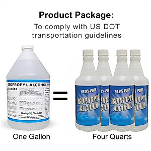 Quality Chemical - Super Premium - 99.9% Pure Isopropyl Alcohol (IPA) - Made in The USA - 1 Gallon - (4) 32 Fl Oz Bottles - Concentrated Isopropyl Alcohol