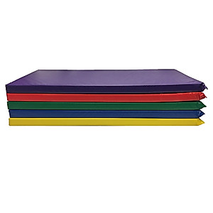 KinderMat Kids Rest Mats (5-Pack), Rainbow Designer, Non-Folding, 2-Inches Thick, 2" x 22" x 48", Red, Yellow, Green, Blue, Purple, School, Home, Daycare, 100% Made in The USA