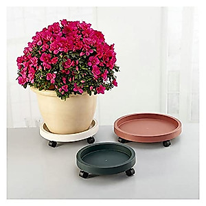 jinyi2016SHOP Furniture Wooden Display Stands Round Plant Caddy Resin Plant Caddies Heavy Duty 9 Inch Round Plant Stand with Wheels Indoor Outdoor On Roller Patio/Flower Pot Teapot Vase Bonsai Base