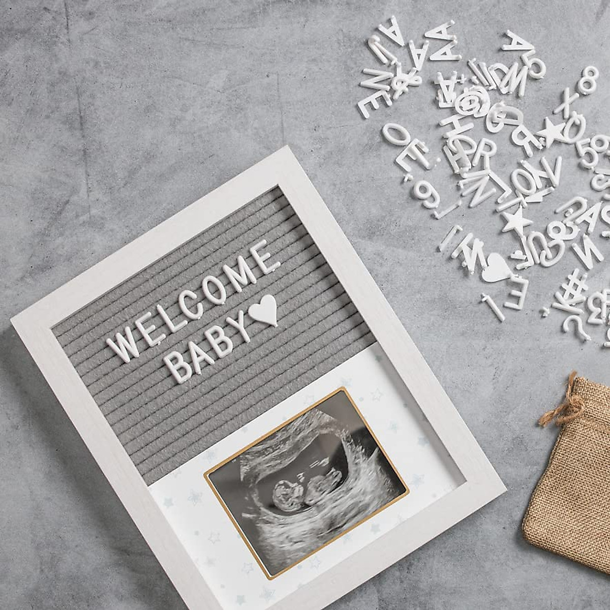LittleVision Sonogram Picture Frame Felt Letterboard/Ultrasound Picture Frame | The Most Unique, Customizable Baby Letter Board For Your Nursery, Baby Showers, and Gender Reveals