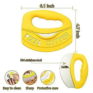 Pizza Cutter Food Chopper- Super Sharp Blade Premium Stainless Steel Pizza Cutter Rocker w/Single Slicer and Cover/Sheath - Vegetable Cutter & Salad Chopper