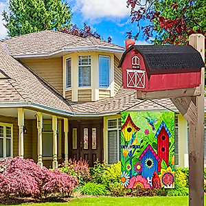 Welcome Spring Summer bird Outside Vertical Double Sided Garden flags for all seasons Cardinal Birdhouse, Bird Yard Flags for Outside…