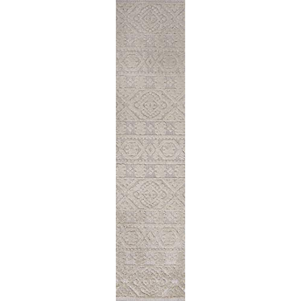 JONATHAN Y SBH102A-210 Citta High-Low Pile Mediterranean Tile Indoor Outdoor Area-Rug Bohemian Contemporary Geometric Easy-Cleaning Bedroom Kitchen Backyard Patio Porch Non Shedding, 2 X 10, Beige
