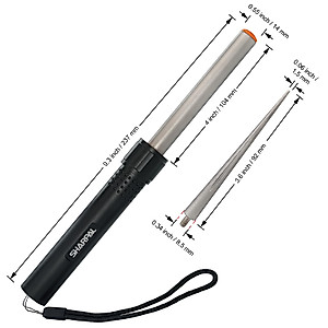 SHARPAL 178N 3-In-1 Blade Sharpener | 4-Inch 600 Grit Diamond Sharpening Rod | Sharpen All Knife and Tool with Straight Edge, Serration & Hooks | Pocket Knife Sharpener | Durable Aluminum Handle