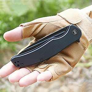 Miguron Knives M Velona Folding Knife,4.03" Black PVD 14C28N Blade Black G10 Handle With Titanium Pocket Clip,Camping Hiking Pocket Knife MGR-803BKII