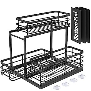 Under Sink Organizer - 2 Tier Pull Out Cabinet Organizers and Storage, 3 Baskets Slide Out Kitchen Organization for Counter Space, for Bathroom, Pantry, Laundry Room, New Home Essentials