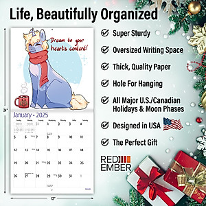 RED EMBER Baby Animals 2023 Hangable Monthly Wall Calendar | 12" x 24" Open | Thick & Sturdy Paper | Giftable | Kids Adorable Animals