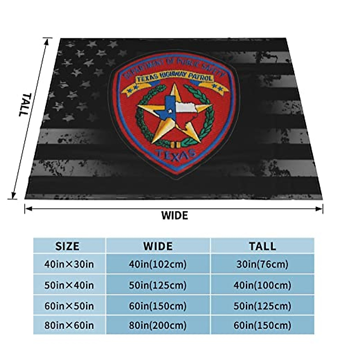 Texas Highway Patrol Throw Blanket Ultra-Soft Micro Fleece Blanket Cozy Warm Suitable for Living Rooms Sofa 80"X60"