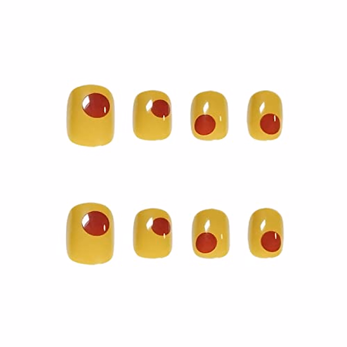 Ezpieces Press on Nails with Design, Fake Nails with Glue Short Coffin, Acrylic Artificial Nails False Nails Simple Dots French Tip for Women Daily Life Holiday (Waltz of Love)