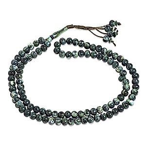 Muslim Bookmark - Allah & Muhammad Engraved Islamic Prayer Rosary Beads (Green (Large 10mm))