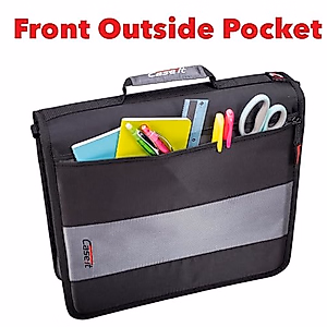 Case-It The Classic Zipper Binder - 2 Inch O-Rings - Multiple Pockets - 350 Sheet Capacity - Comes with Shoulder Strap - Fire Engine Red D-251 (6 Pack)