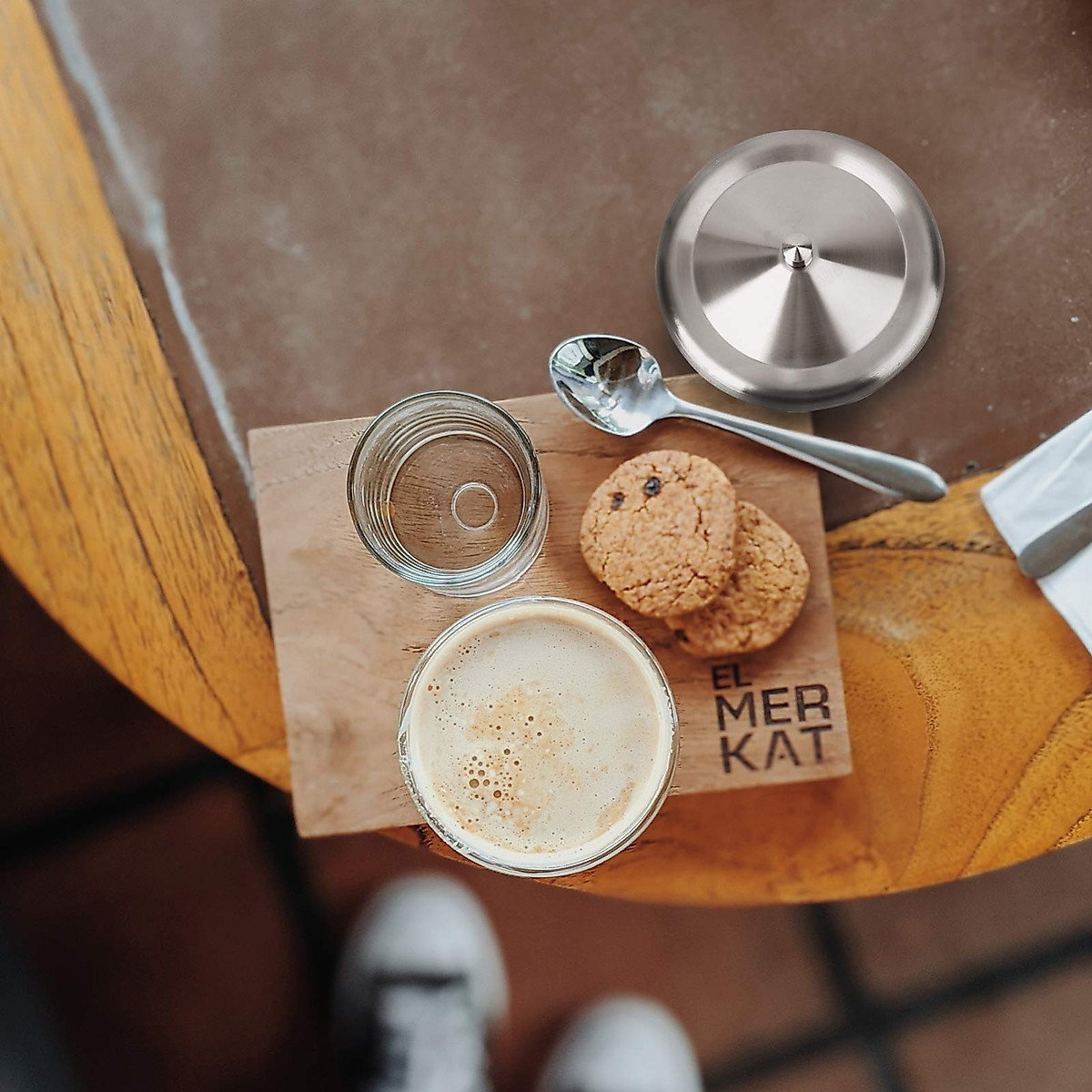 DOITOOL Tea Mug Lid 2Pcs Stainless Steel Coffee Mug Cover Water Beverage Drinking Cup Lid Cover Anti Tea Cup Cap 10cm (Silver) Universal Cup Lid