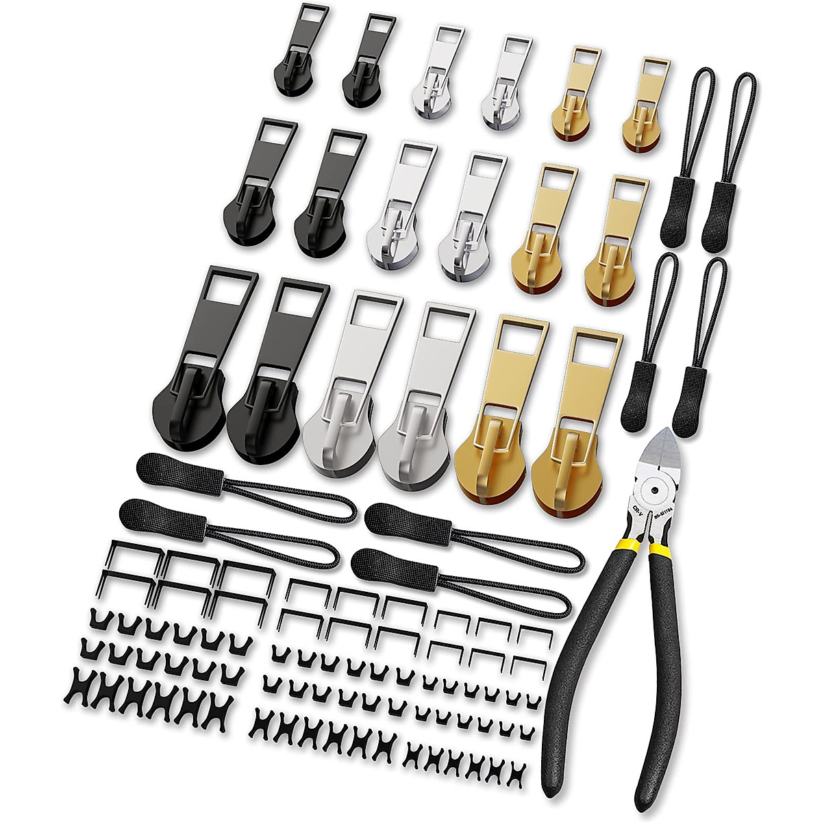 Zipper Repair Kit, Upgraded Zipper Replacement Slider Kit (99 PCS), Include Zipper Pull Replacement, Instant Zipper Plier, Easy Install, Zipper Fix Kit for Jacket Backpack Luggage (3 Sizes: #3, 5, 8)