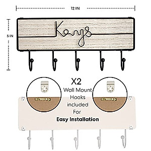 SNAP INVENT Key Hooks Holder and Organizer, Mounted Decor Keys Wood and Handmade Metal Ornament, Wall Keychain Hanger, Boho, and Rustic Key Rack Decor Easy Installation