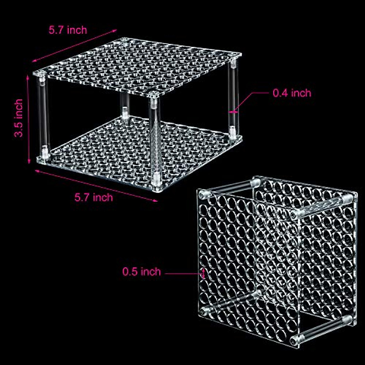 96 Hole Pencil Brush Holder Acrylic Pen Holder Desk Stand Organizer for Pencils Paint Brushes Markers Display and Home Storage (2 Pieces)