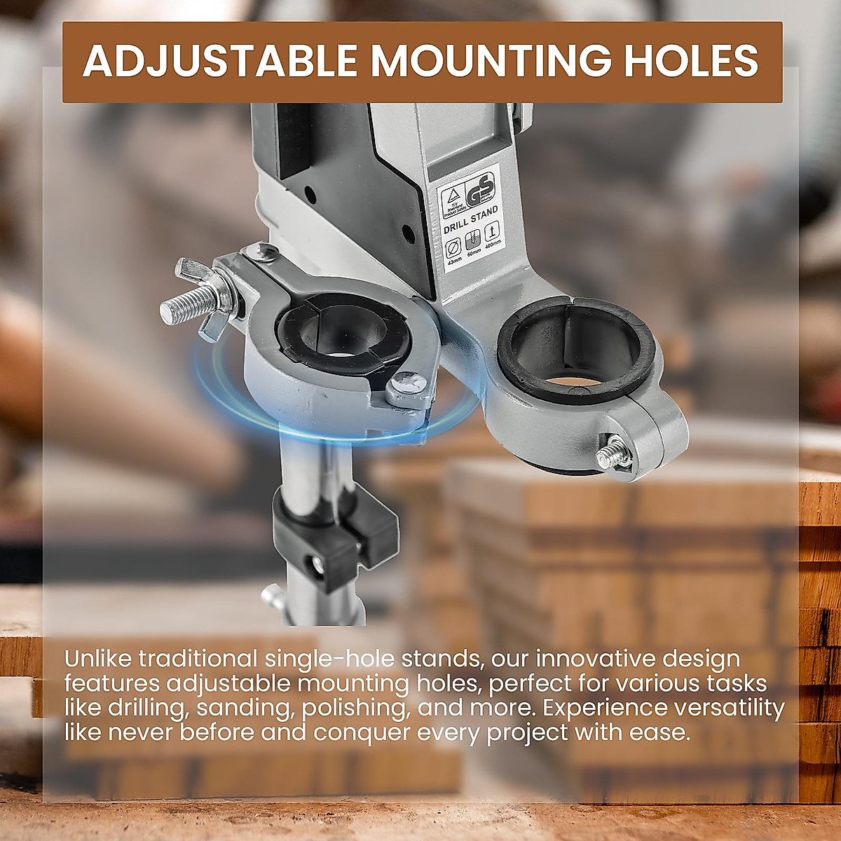 AMGSH Double Mounting Drill Press Stand Bench Clamp Tool for Hand Drill Workstation | Adjustable Benchtop Single Hole Table Repair Tool with Aluminum Base Compatible, Portable