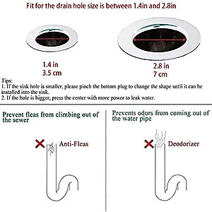 JdikGdik 5 Packs Sink Stopper Silicone Bathtub Stopper,Kitchen Sink Drain Strainer,Bathroom Drain Plug Drain Stopper,Shower Drain Sink Cover with Hair Strainer, Laundry Sink Drain Stopper (5 Colors)