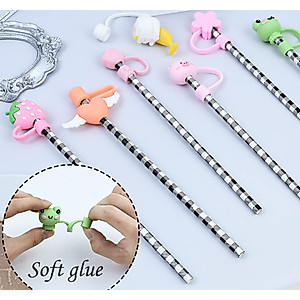 16 Pcs Straw Covers Cap, Silicone Straw Toppers Cute Straw Caps Covers Dustproof Straw Tips Cover 6-8mm Cup Straw Stopper Straw Plugs for Tumblers Reusable Glass Metal Party Drinking Straws