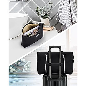 BAGSMART Travel Duffle Bag for Women, Multi Pockets Carry On Weekender Overnight Bag, Foldable Travel Tote Bag for Personal Items, Black