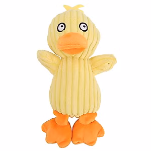 Zerodis Plush Dog Duck Toy, Cute Little Yellow Duck Relieves Boredom Puppy Toy Squeaky for Small Medium Dogs