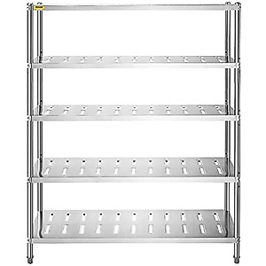 VEVOR Storage Shelf, 5-Tier Storage Shelving Unit, Stainless Steel Garage Shelf, 59.1 x 17.7 x 70.9 inch Heavy Duty Storage Shelving, 661 Lbs Total Capacity with Adjustable Height and Vent Holes