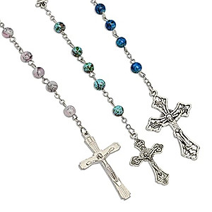 Juvale 12 Pack Catholic Rosary Necklaces for Men and Women, 6 Bead Colors, Assorted Pendants