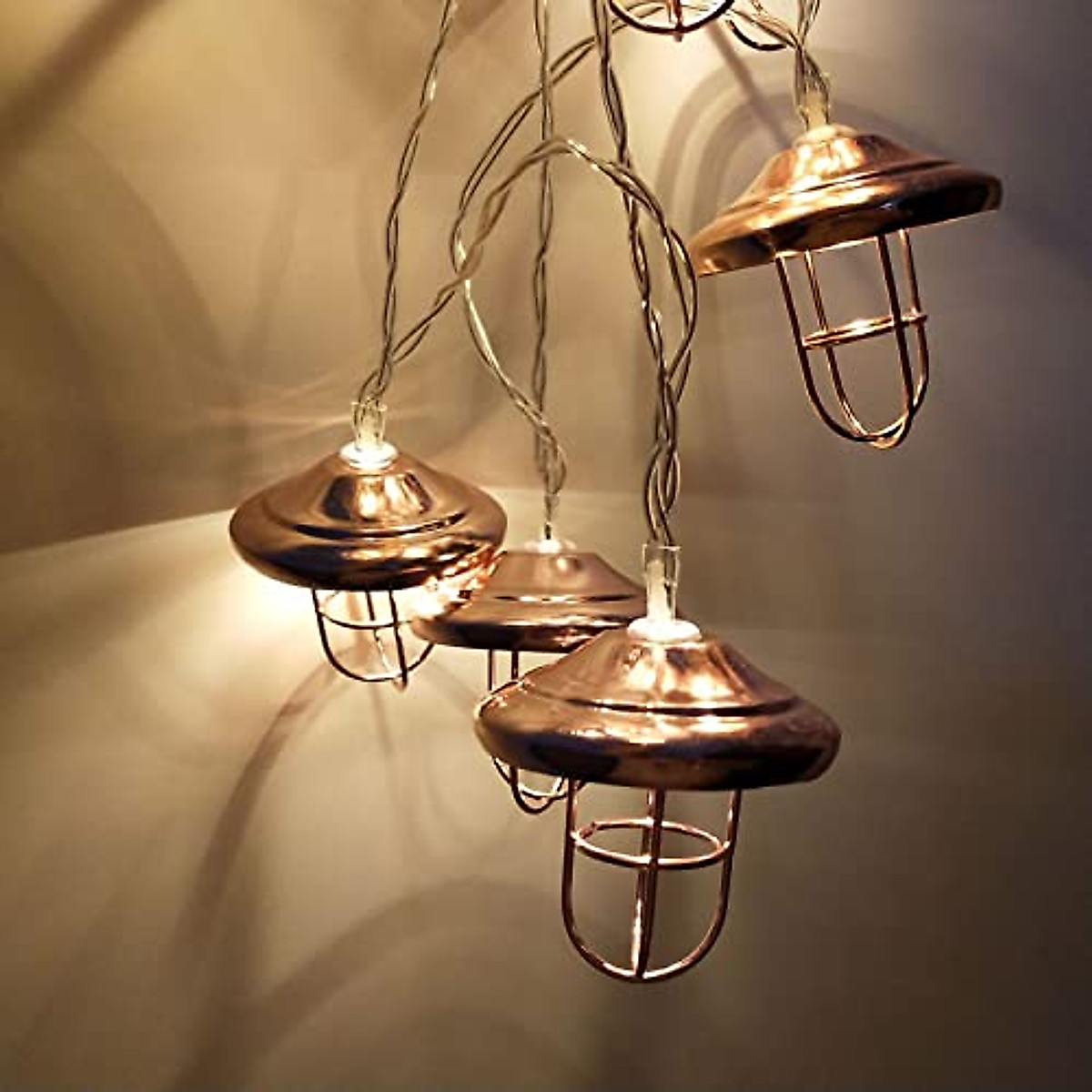 Fairy Lights 9.84Ft 20LED Lampshade Industrial Style Rose Gold Geometric String Lights for Bedroom, Christmas, Parties, Wedding, Centerpiece, Decoration