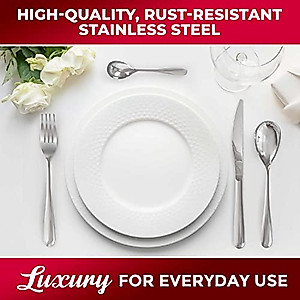 Mueller Flatware Set, 20-Piece Stainless Steel Silverware Set, Elegant Cutlery Set Service for 5 - Spoon, Knife, Fork, Teaspoon, Dishwasher Safe, Ergonomic Shape