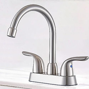 VCCUCINE Bathroom Faucet Brushed Nickel, Bathroom Faucets for Sink 3 Hole, 4 Inch Centerset 2 Handle Bathroom Sink Faucet, 360° Swivel Spout Bath Rv Lavatory Vanity Faucet