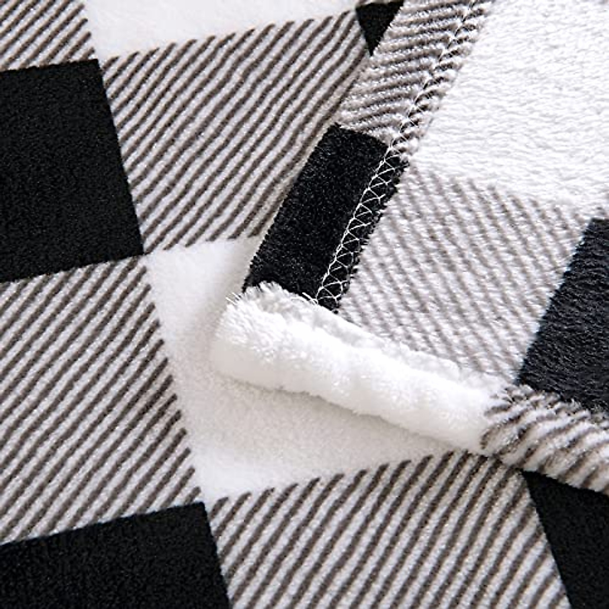 MIULEE Buffalo Plaid Fleece Throw Blanket for Sofa Couch Bed, Black and White Checkered Decor, Super Soft Lightweight Cozy Warm Fuzzy Geometric Microfiber Flannel Twin Size Blanket, 60" X 80"