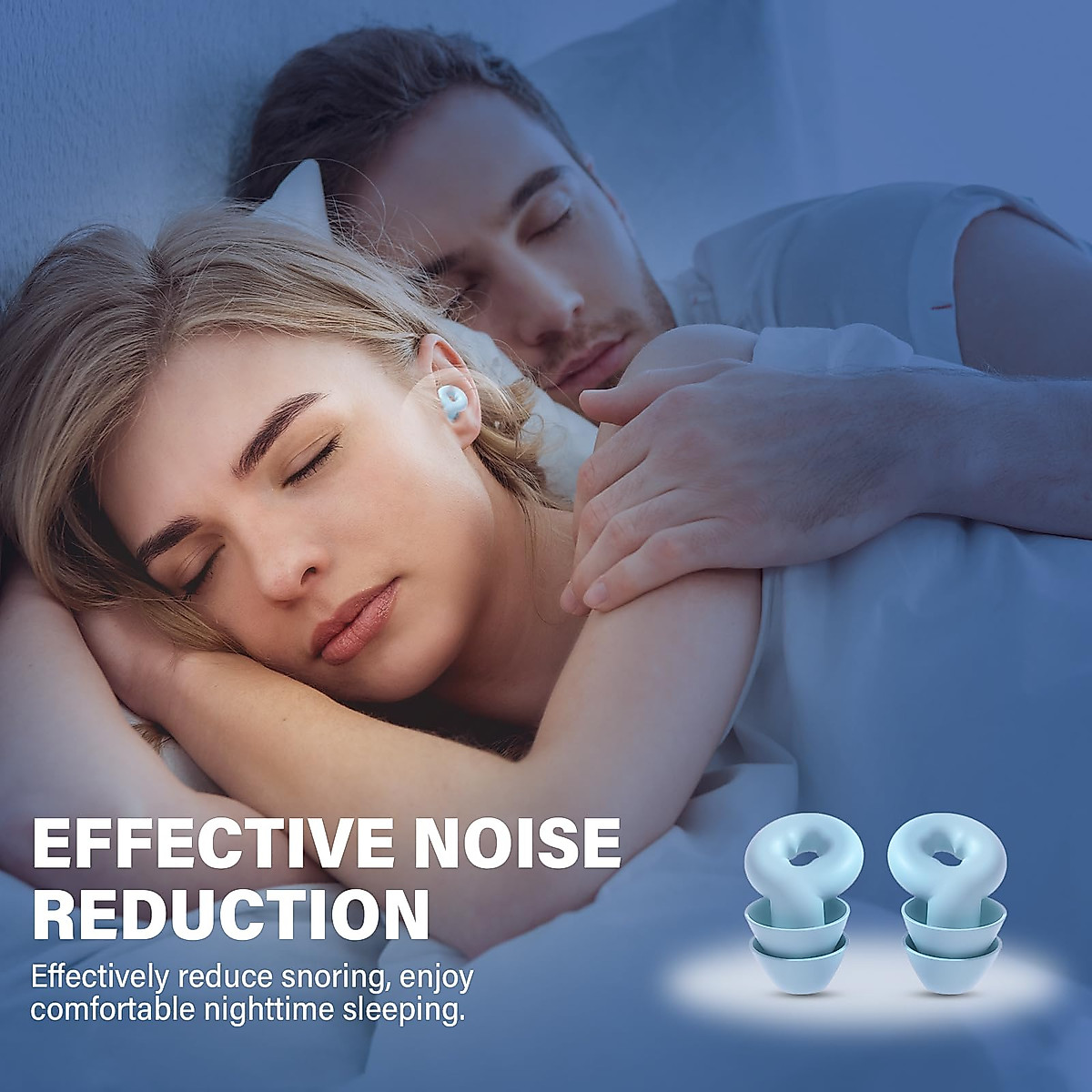 Ear Plugs for Sleeping Noise Cancelling & Reduction Silicone, Reusable Sleeping Earplugs,Hearing Protection Earplugs Sound Blocking for Concerts,Motorcycle,Work (Blue)