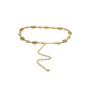 Verdusa Women's Golden Metal Decor Carved Floral Design Waist Chain Belt Gold 90/100